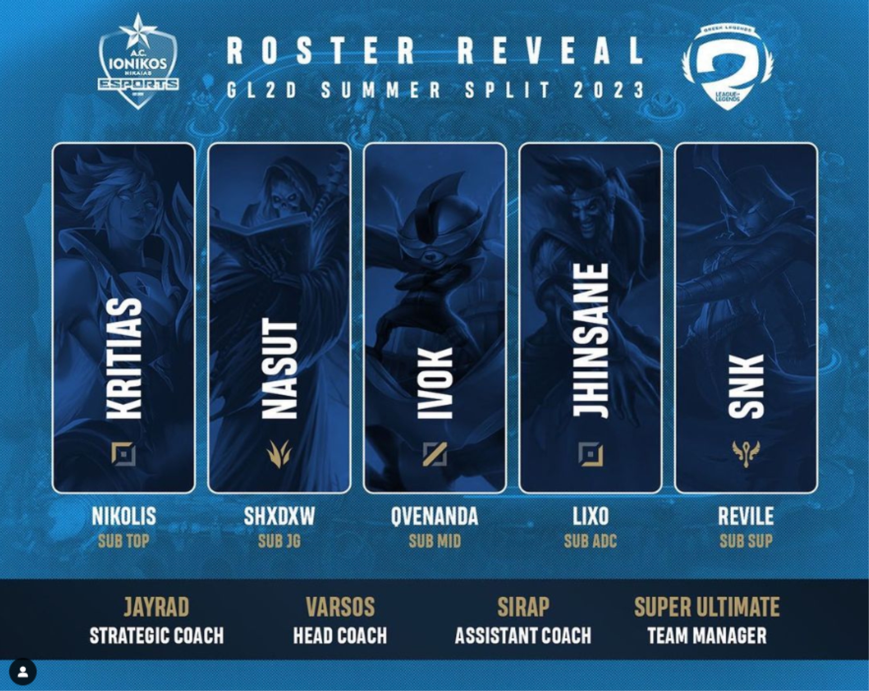 Το νέο roster του Ιωνικού esports είναι εδώ - A.C. IONIKOS NIKAIAS